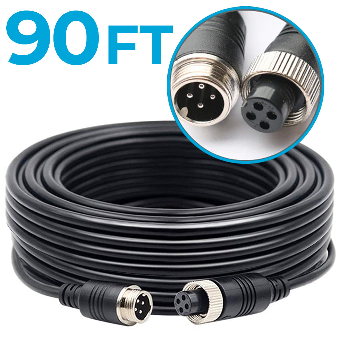 90 Ft Heavy Duty 4Pin Cable for 4G MNVR/MDVR/BACKUP Systems — Falcon ...