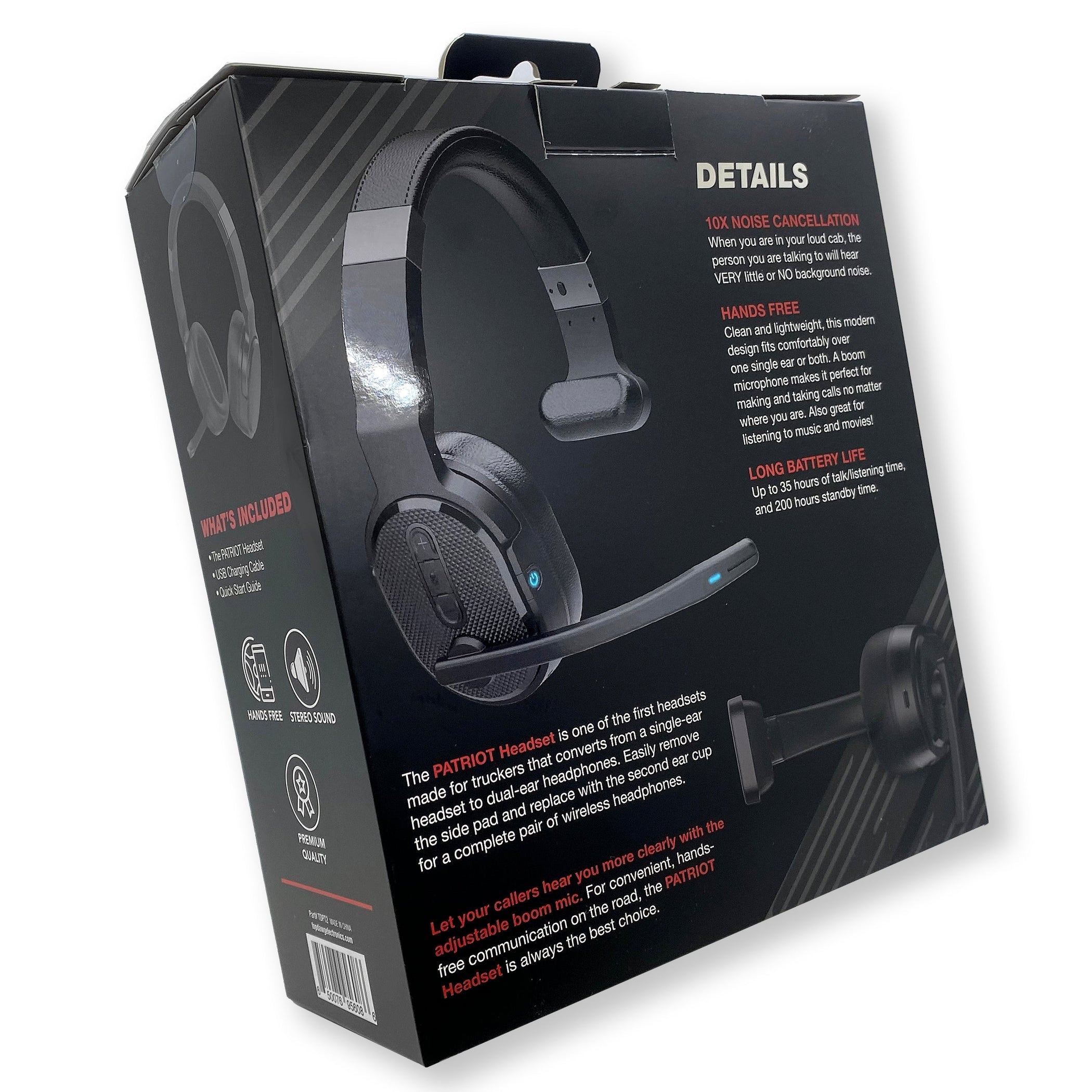 PATRIOT Convertible Bluetooth Over the Head Headset! Single or Dual Ea ...