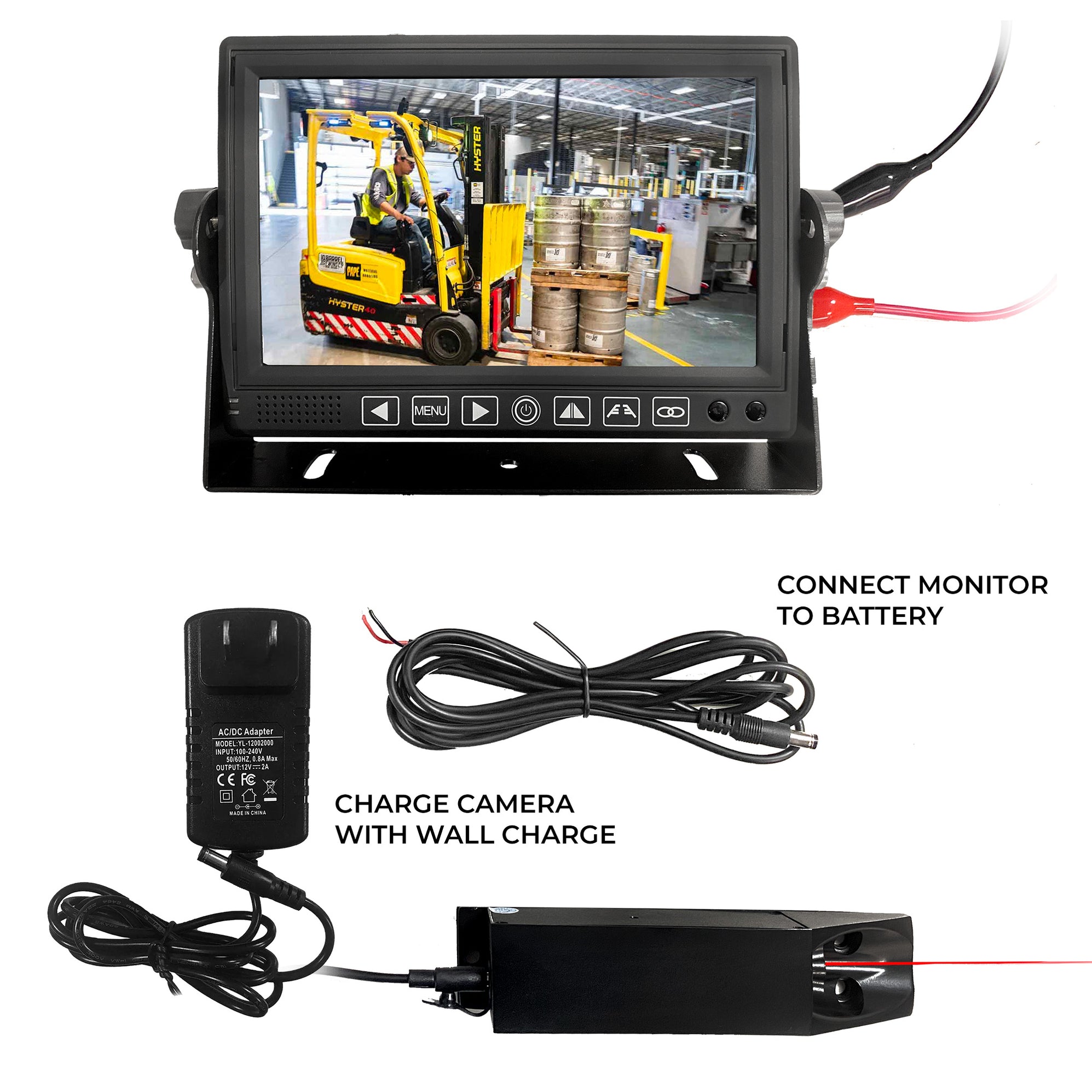Forklift 1080P Wireless Cam w/ 7" LCD! Main Cam has built-in Battery ...